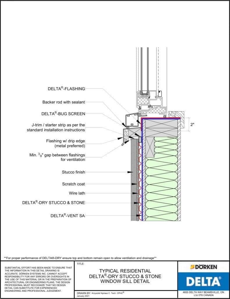 Delta® Dry Stucco and Stone Wall Assembly - Window Sill | Source 2050