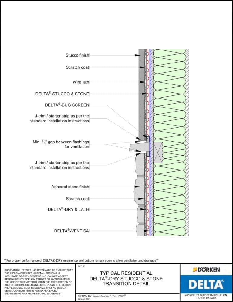 Delta® Dry Stucco and Stone Wall Assembly - Transition | Source 2050