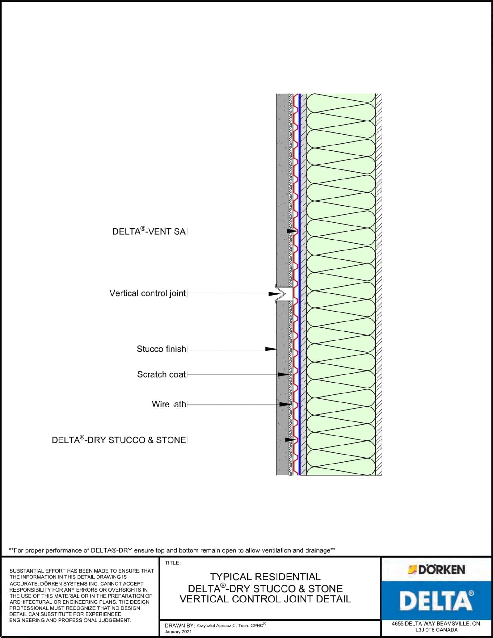 Delta® Dry Stucco and Stone Wall Assembly - Vertical Control Joint ...