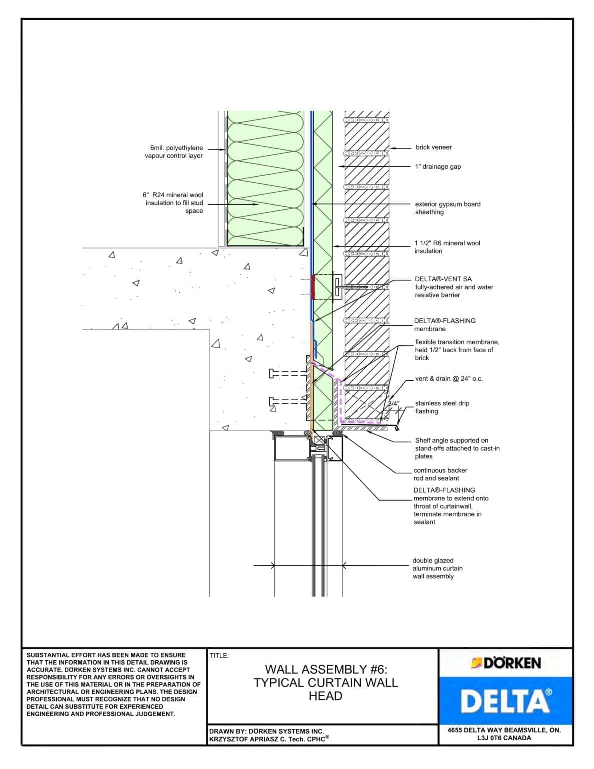 Delta® Vent SA Wall Assembly — Heavy Cladding, Concrete Frame, Less ...